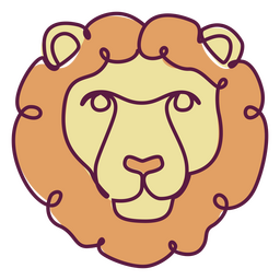 Lion Continuous Line Color Animal PNG & SVG Design For T-Shirts