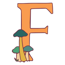 Diseño PNG Y SVG De Alfabeto De Trazo De Color De Hongos F Para Camisetas