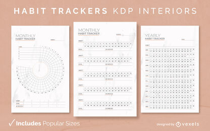 Habit Tracker Journal Design Template KDP Vector Download