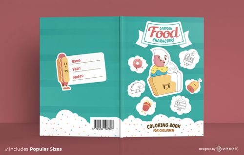 Cartoon Food Characters Book Cover Design Vector Download