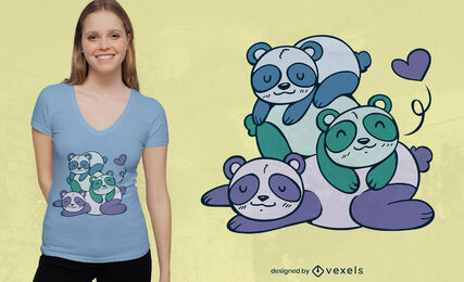 Cute Pandas T-shirt Design Vector Download