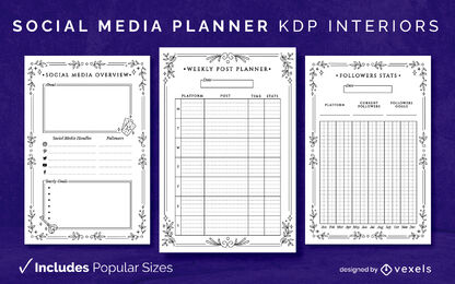 Mystic Social Media Planner Diary Design Template KDP Vector Download