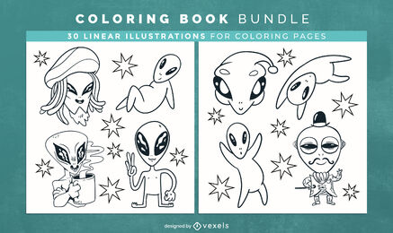Alien Coloring Book Design Pages Vector Download