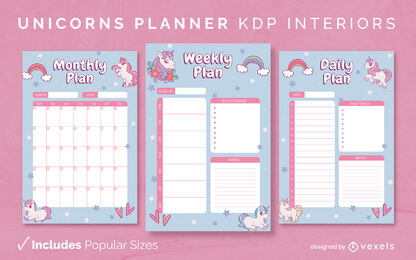 Unicorns Planner Design Template KDP Vector Download