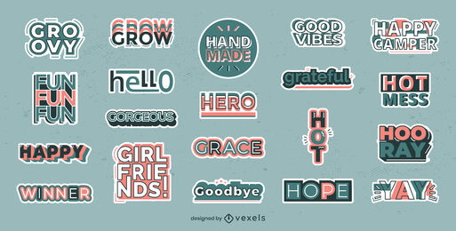 Popular Words Sticker Set Vector Download