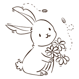 Cute Bunny Flowers Animal PNG & SVG Design For T-Shirts