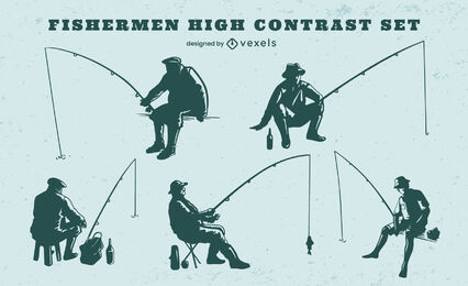 Fishermen Characters Set Vector Download