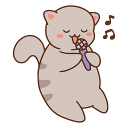Cute Cat Singing Animal PNG & SVG Design For T-Shirts