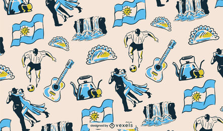Argentina Cultural Elements Pattern Design Vector Download
