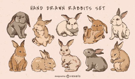 Illustration Rabbit Characters Set Vector Download