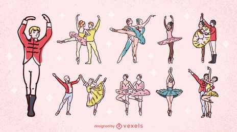 Ballet Dancing Couples Hobby Set Vector Download