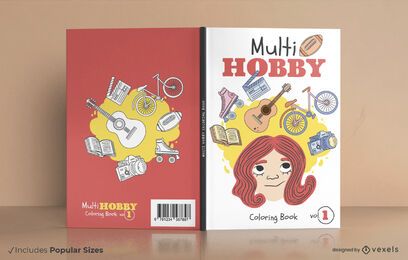 Hobbies Coloring Book Cover Design Vector Download