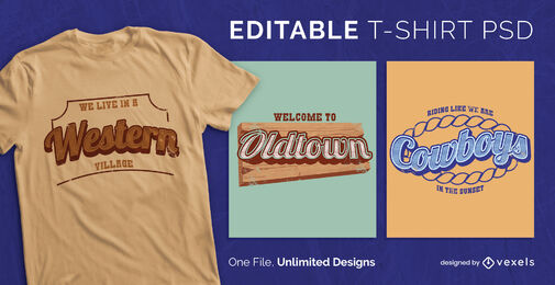 Western Cowboy Scalable PSD T-shirt PSD Editable Template