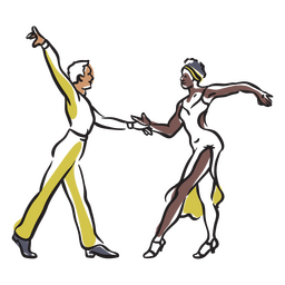 Dancers Color Stroke Couple Yellow Clothes PNG & SVG Design For T-Shirts