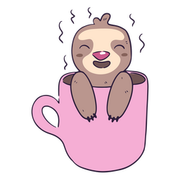 Cute Sloth Mug Animal Cartoon PNG & SVG Design For T-Shirts