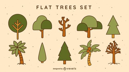 Types Of Trees Set Design Vector Download