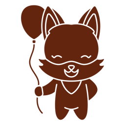 Fox With Birthday Balloon PNG & SVG Design For T-Shirts