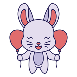 Cute Bunny Holding Balloons PNG & SVG Design For T-Shirts