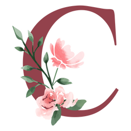 Diseño PNG Y SVG De La Letra C Con Flores Rosas Para Camisetas