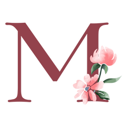 Design PNG E SVG De A Letra M Com Flores Cor De Rosa Para Camisetas
