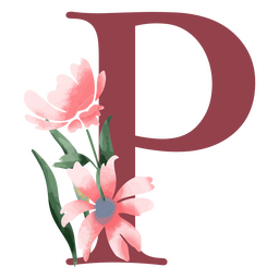 The Letter P With Pink Flowers PNG & SVG Design For T-Shirts