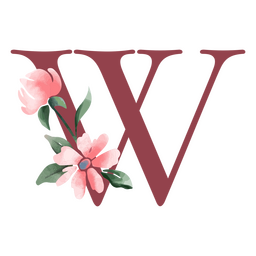 The Letter W With Pink Flowers PNG & SVG Design For T-Shirts