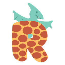 Cartoon Letter R With A Dinosaur On It PNG & SVG Design For T-Shirts