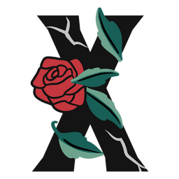 The Letter X With A Rose And Leaves PNG & SVG Design For T-Shirts