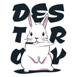 White Bunny Holding A Knife And Saying Destroy PNG & SVG Design For T ...