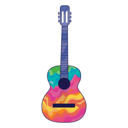 Colorful Acoustic Guitar PNG & SVG Design For T-Shirts