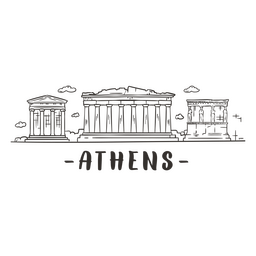 The Athens Skyline In Black And White PNG & SVG Design For T-Shirts