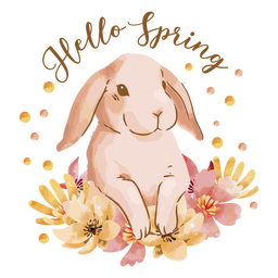 Bunny With Flowers Hello Spring PNG & SVG Design For T-Shirts