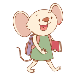 Cartoon Mouse With A Backpack And Book PNG & SVG Design For T-Shirts