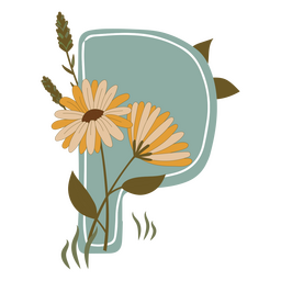 Cottagecore P Letter Alphabet PNG & SVG Design For T-Shirts