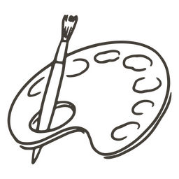 Schwarz-Weiß-Zeichnung Einer Palette Und Eines Pinsels PNG- Und SVG ...