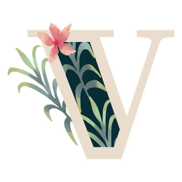 Natural Leaf Alphabet V Letter PNG & SVG Design For T-Shirts