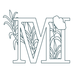 Natural Leaf Alphabet M Letter Stroke PNG & SVG Design For T-Shirts