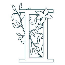 Natural Leaf Alphabet I Letter Stroke PNG & SVG Design For T-Shirts