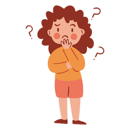 Cartoon Girl With Question Marks On Her Head PNG & SVG Design For T-Shirts