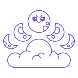 Purple Line Icon Of A Moon And Clouds PNG & SVG Design For T-Shirts