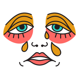Diseño PNG Y SVG De Rostro De Mujer Con Lágrimas Para Camisetas