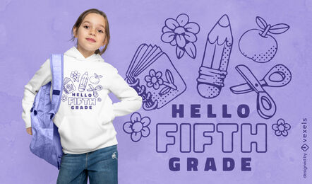 Hello Fifth Grade School T-shirt Design Vector Download