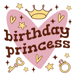 Pink Heart With The Words Birthday Princess On It PNG & SVG Design For ...