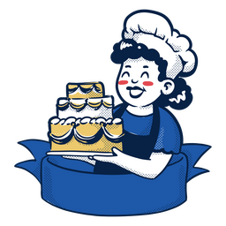 Baker Holding A Cake On A Blue Background PNG & SVG Design For T-Shirts