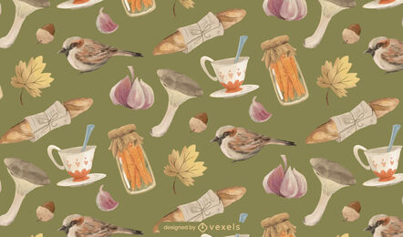 Autumn Elements Detailed Pattern Design Vector Download
