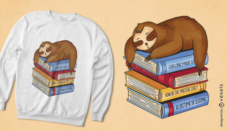 Librarian Sloth T-shirt Design Vector Download