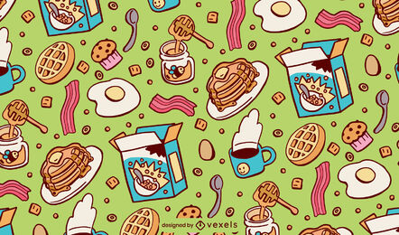 Breakfast Food Pattern Design Vector Download