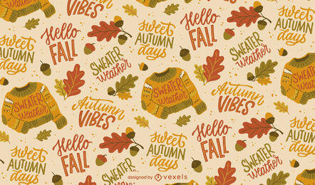 Cute Autumn Fall Sweater Weather Pattern Design Vector Download