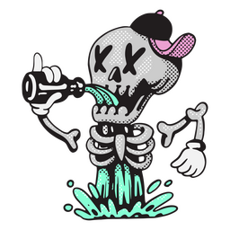 Scary Skeleton Drinking Poison PNG & SVG Design For T-Shirts