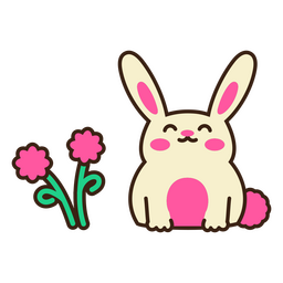 Cute Bunny With Flowers PNG & SVG Design For T-Shirts